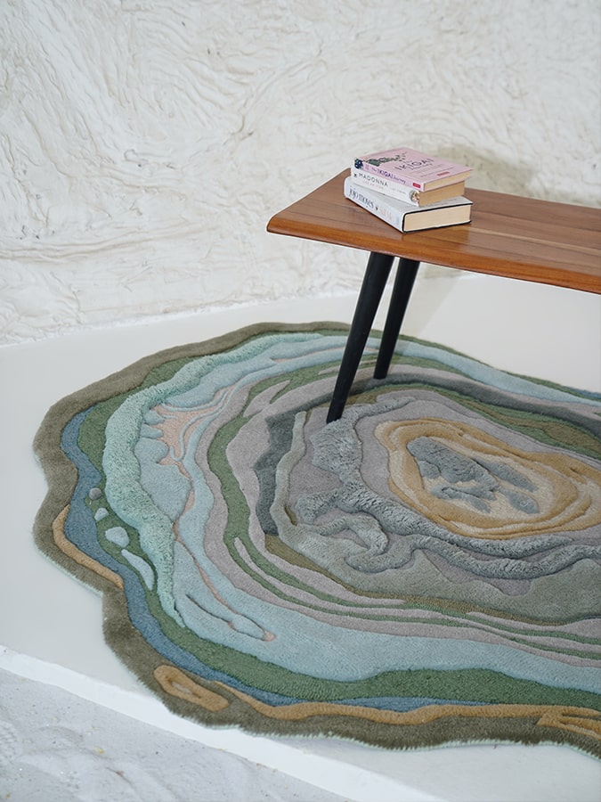 Jade Cascade Rug: Lush Textured Elegance | Loops by LJ