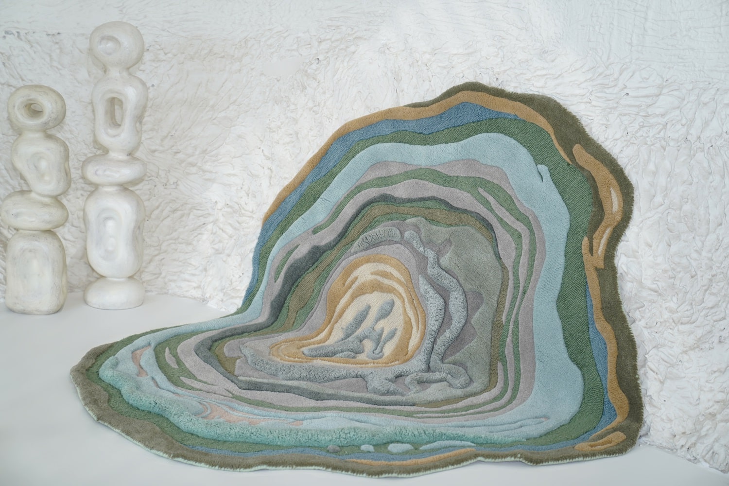 Jade Cascade Rug: Lush Textured Elegance | Loops by LJ