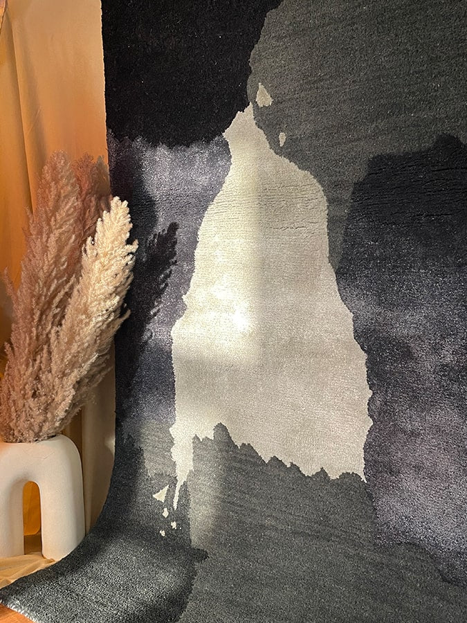 Velour Rug: Luxury in Deep Greens & Ivory | Loops by LJ