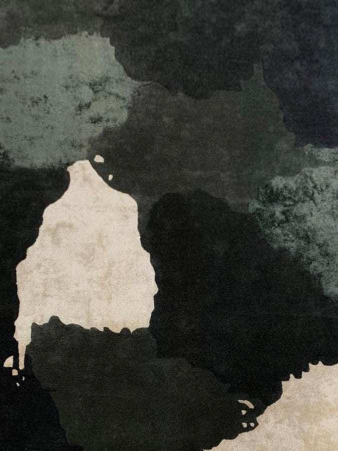 Velour Rug: Luxury in Deep Greens & Ivory | Loops by LJ